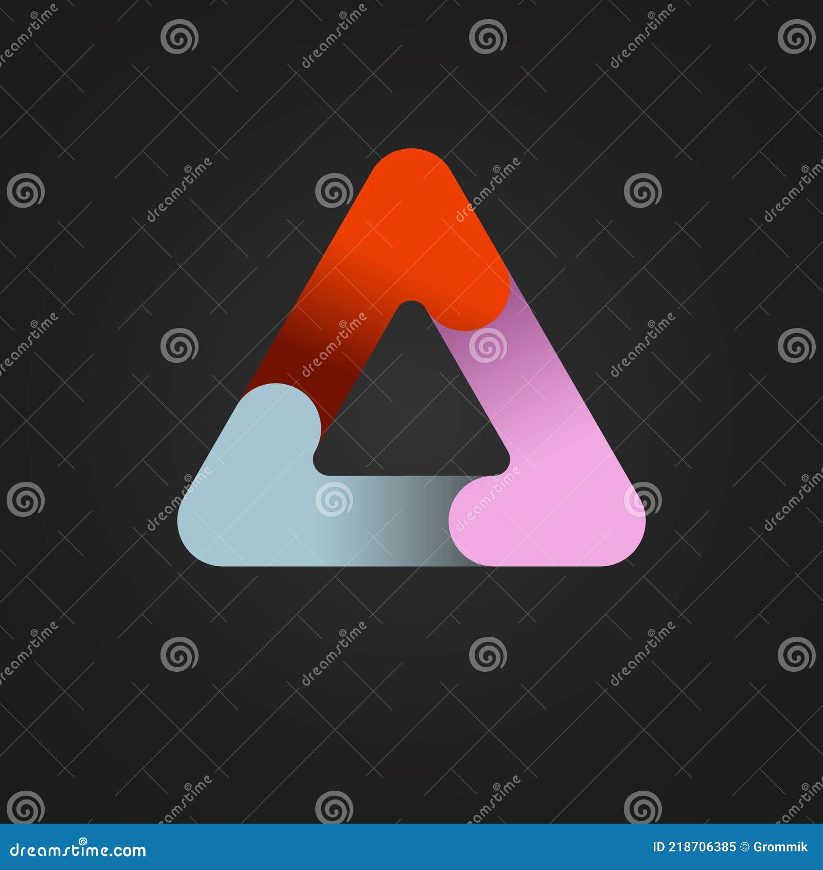 Triangle Divided into Three Colored Parts. Template for Infographics ...