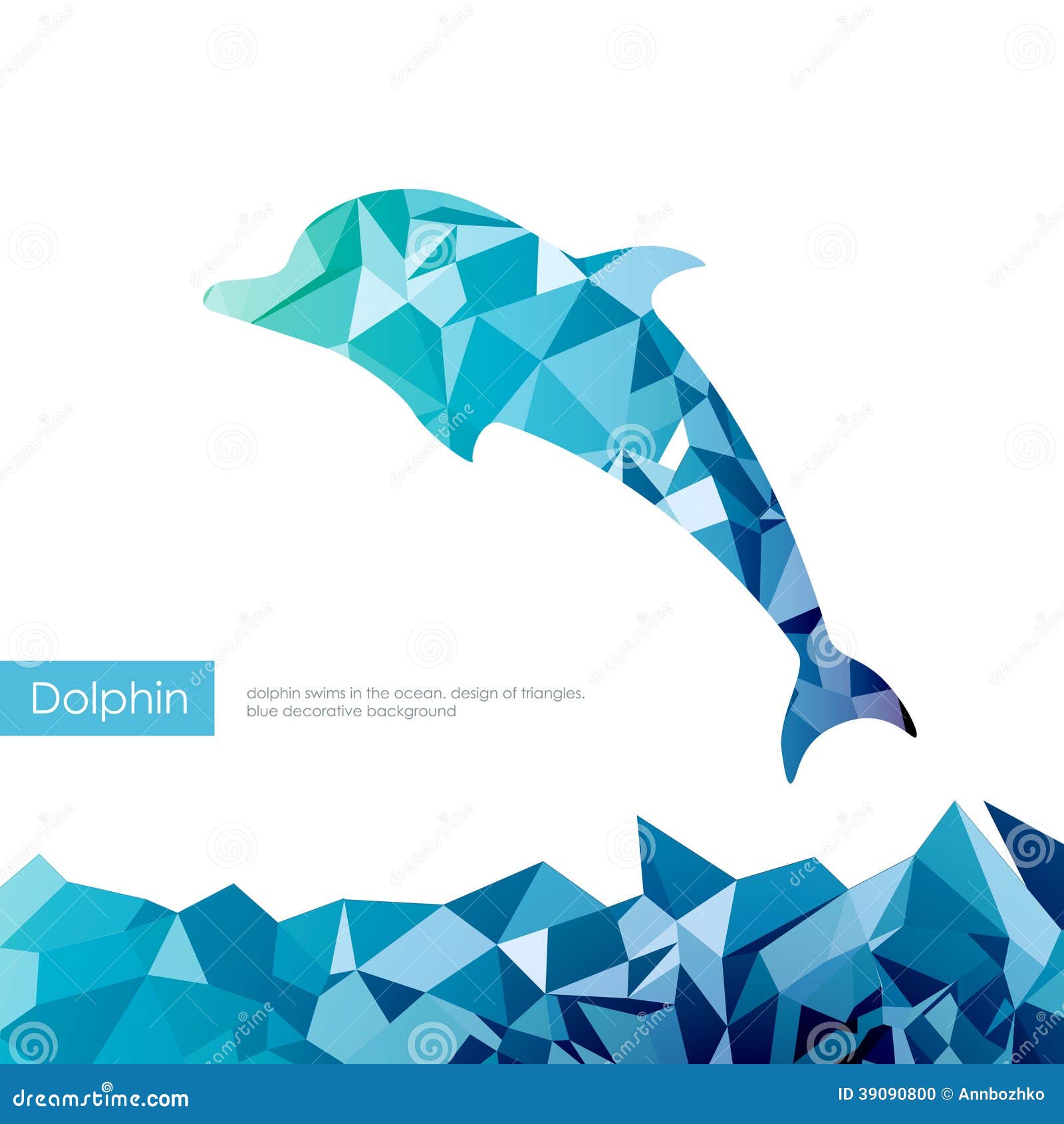 Triangle dolphin stock vector. Illustration of mosaic - 39090800