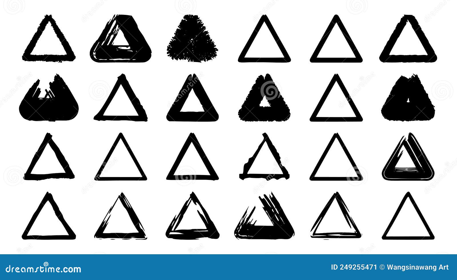 Triangle Element. Doodle, Hand Drawn Brush Vector Illustration Stock ...