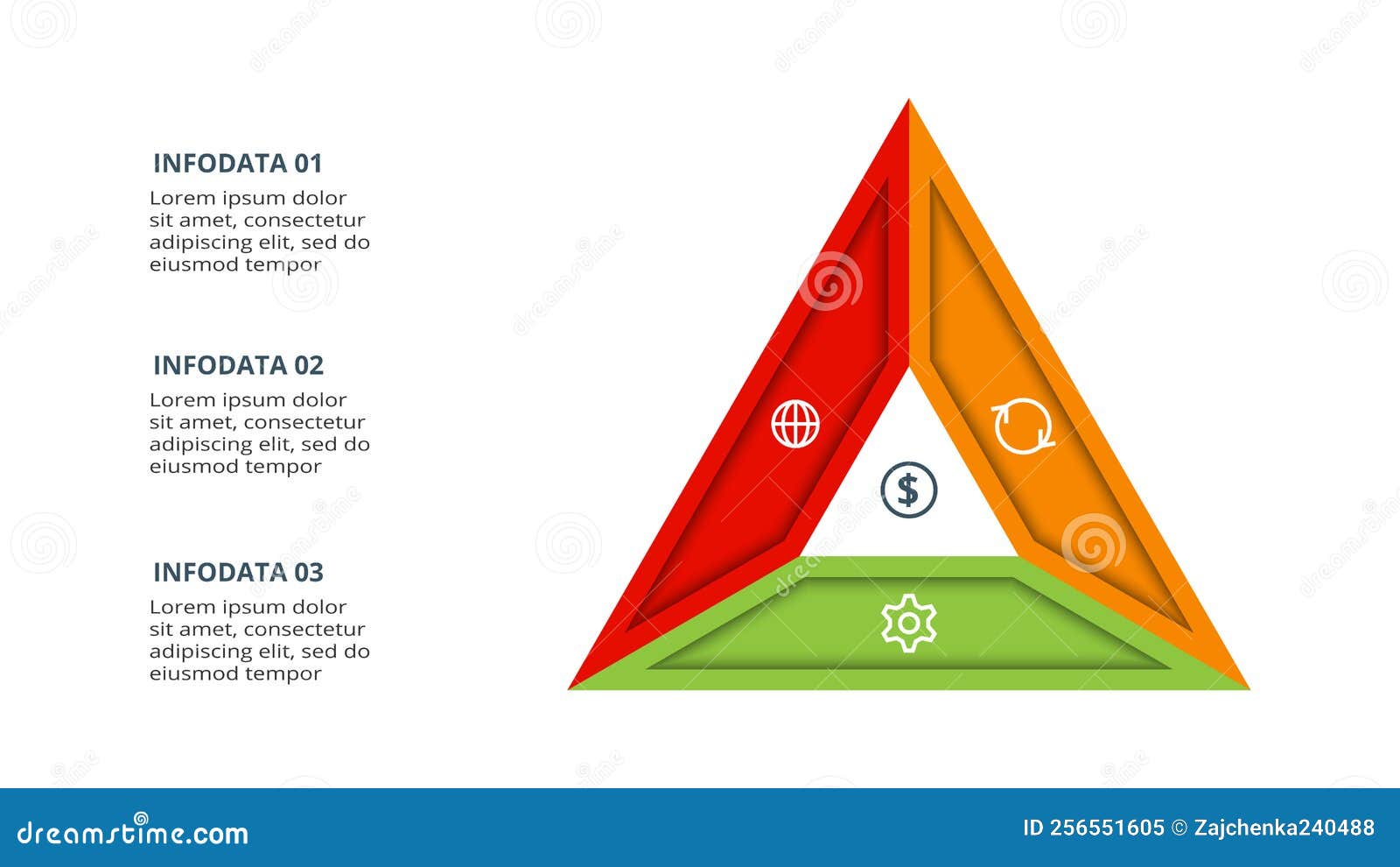 Triangle with 3 Elements, Infographic Template for Web, Business ...