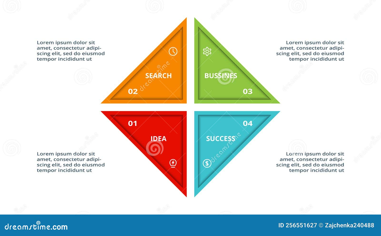 Triangle with 4 Elements, Infographic Template for Web, Business ...