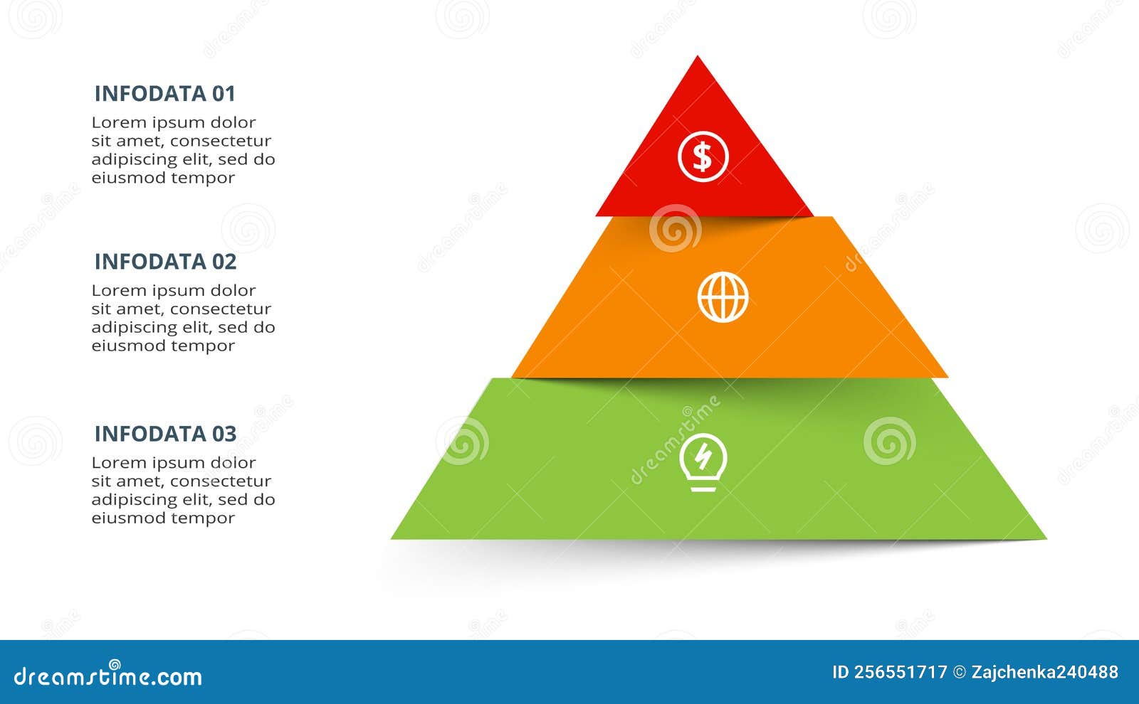Triangle with 3 Elements, Infographic Template for Web, Business, Presentations, Vector ...