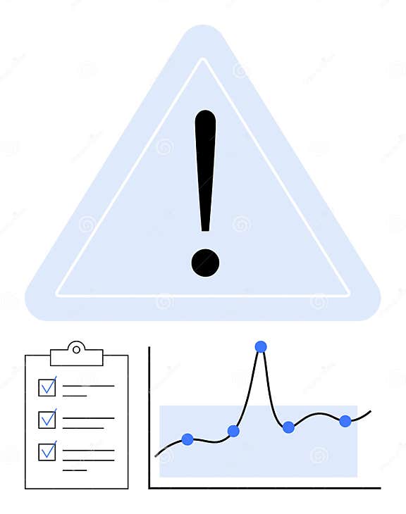Triangle Warning Sign with Checklist and Graph Indicating Potential ...