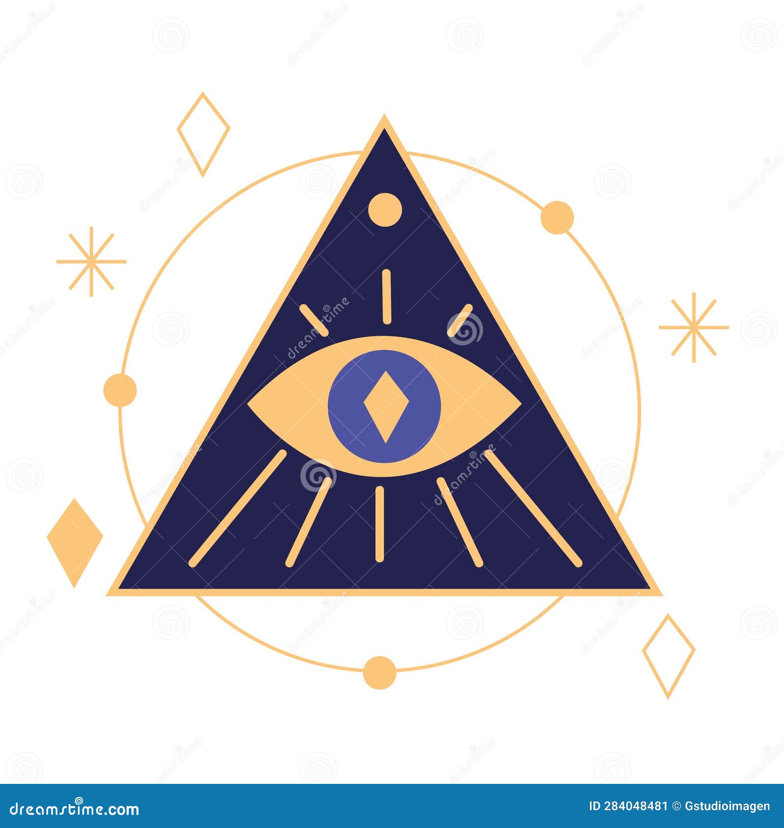 Triangle with eye alchemy stock vector. Illustration of vector - 284048481