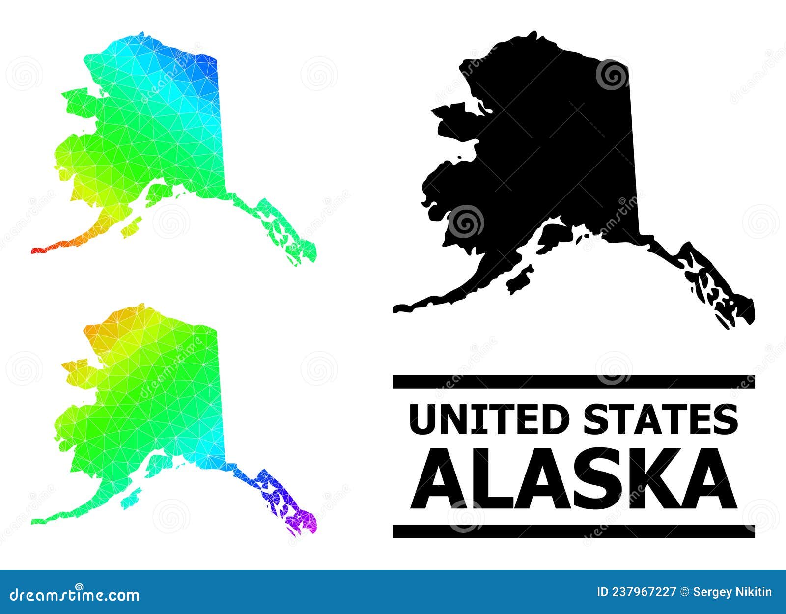 Triangle Filled Rainbow Map of Alaska State with Diagonal Gradient ...