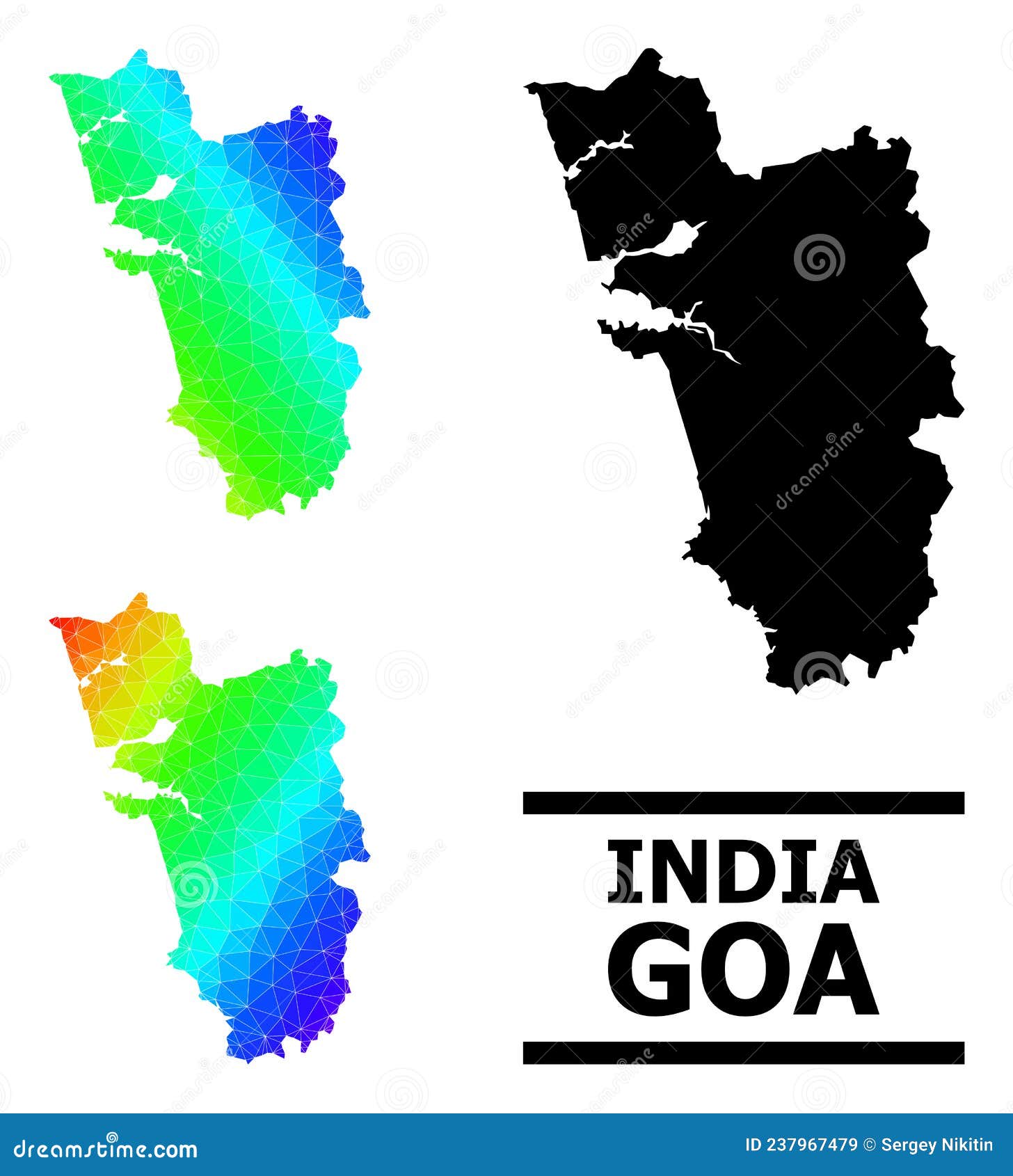 Triangle Filled Rainbow Map of Goa State with Diagonal Gradient Stock ...