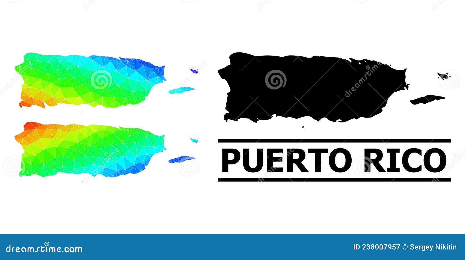 Triangle Filled Rainbow Map of Puerto Rico with Diagonal Gradient Stock ...