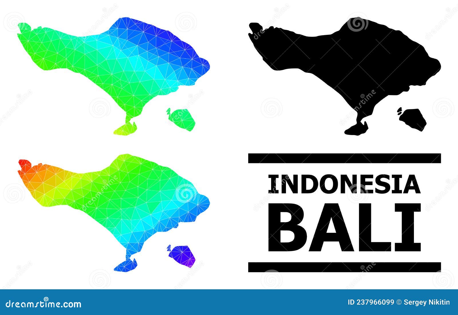 Triangle Filled Spectral Colored Map of Bali Island with Diagonal ...