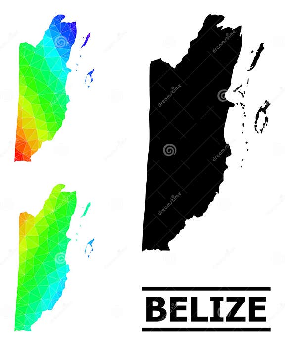 Triangle Filled Spectral Colored Map of Belize with Diagonal Gradient ...
