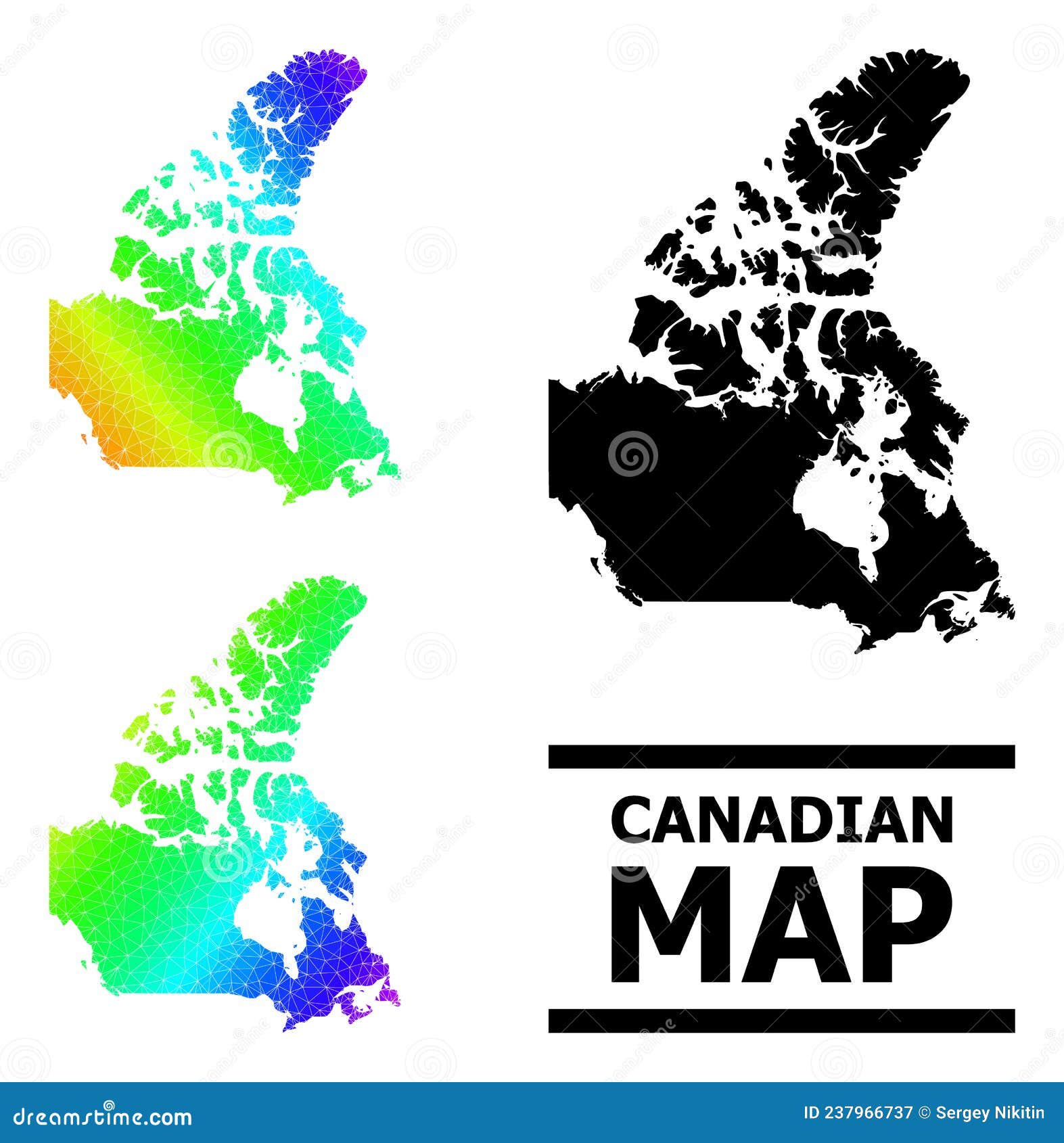 Triangle Filled Spectral Colored Map of Canada with Diagonal Gradient ...