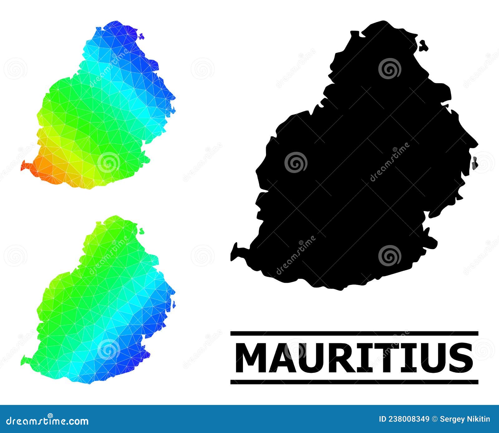 Triangle Filled Spectral Colored Map of Mauritius Island with Diagonal ...