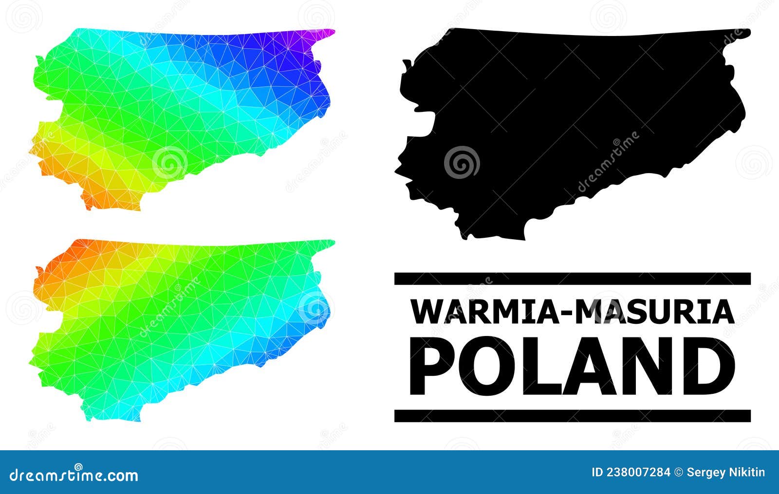 Triangle Filled Spectral Colored Map of Warmia-Masuria Province with ...