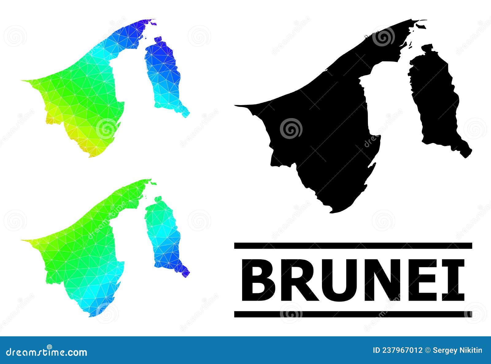 Triangle Filled Spectrum Map of Brunei with Diagonal Gradient Stock ...