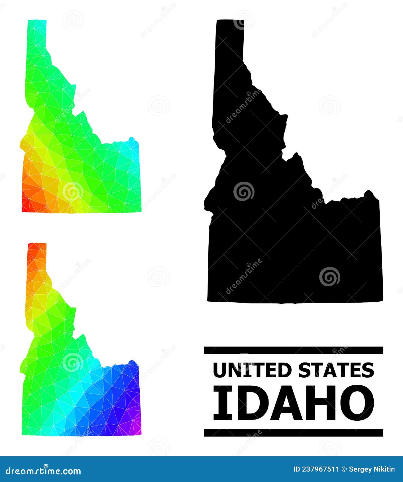 Triangle Filled Spectrum Map of Idaho State with Diagonal Gradient ...