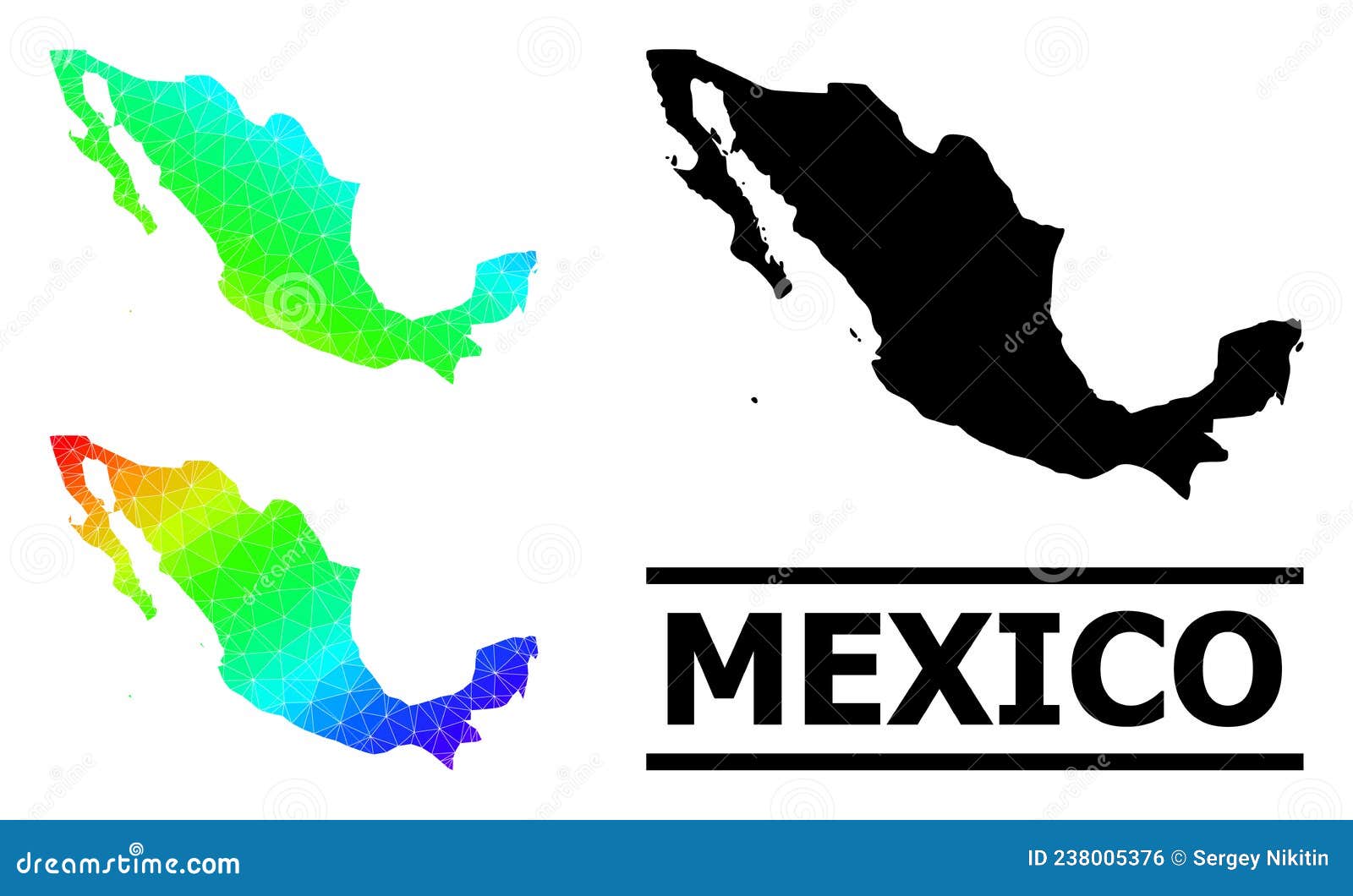 Triangle Filled Spectrum Map of Mexico with Diagonal Gradient Stock ...