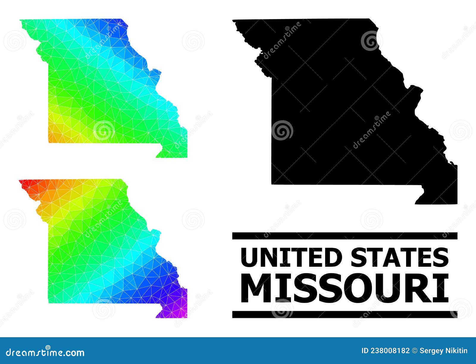Triangle Filled Spectrum Map of Missouri State with Diagonal Gradient ...