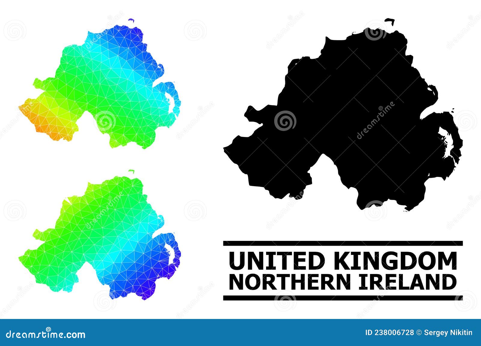 Triangle Filled Spectrum Map of Northern Ireland with Diagonal Gradient ...