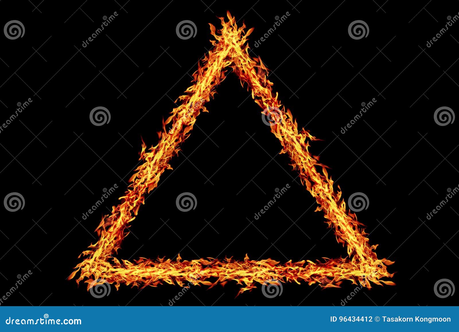 Triangle Fire Flames Frame On Black Background Stock Image ...