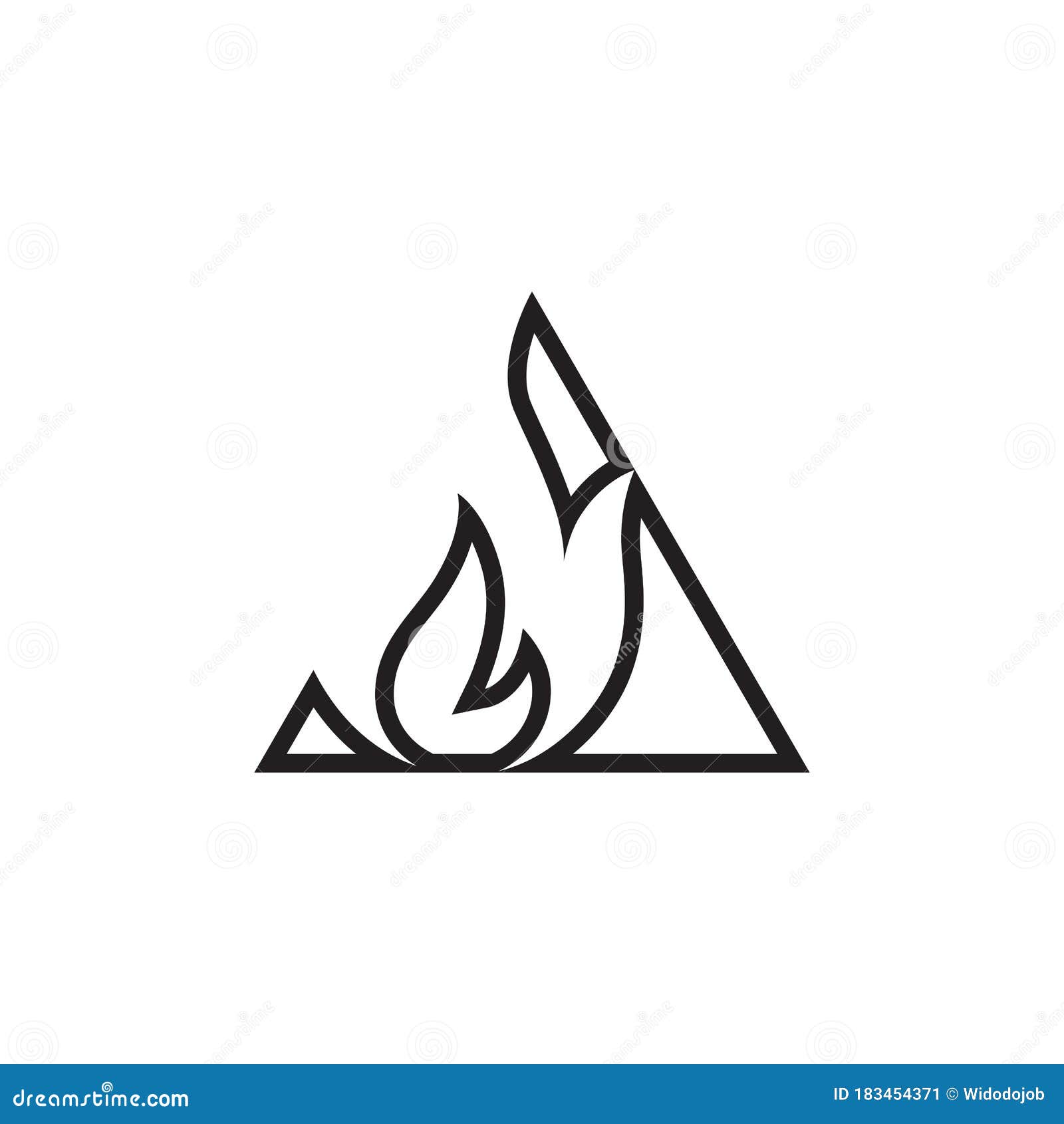 Triangle With Fire Symbol Line Icon. Flammable Caution Sign Outline ...
