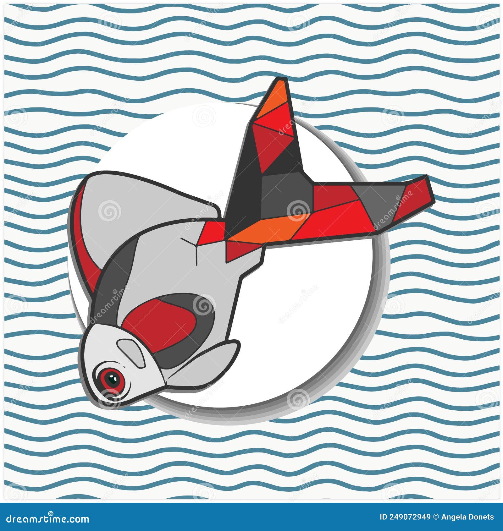 Triangular Goldfish Hand Drawn, Cartoon Cute Animal, Isolated Clipart ...