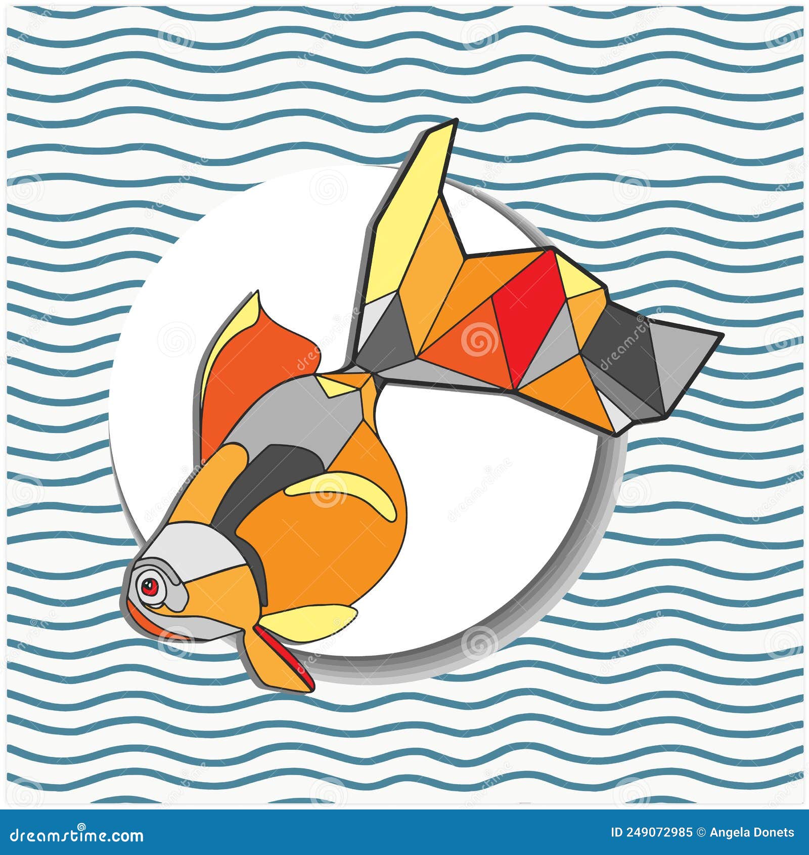 Triangular Goldfish Hand Drawn, Cartoon Cute Animal, Isolated Clipart ...