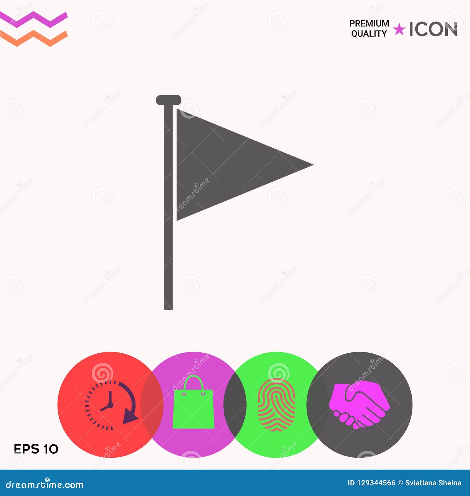 Triangle flag icon stock vector. Illustration of start - 129344566