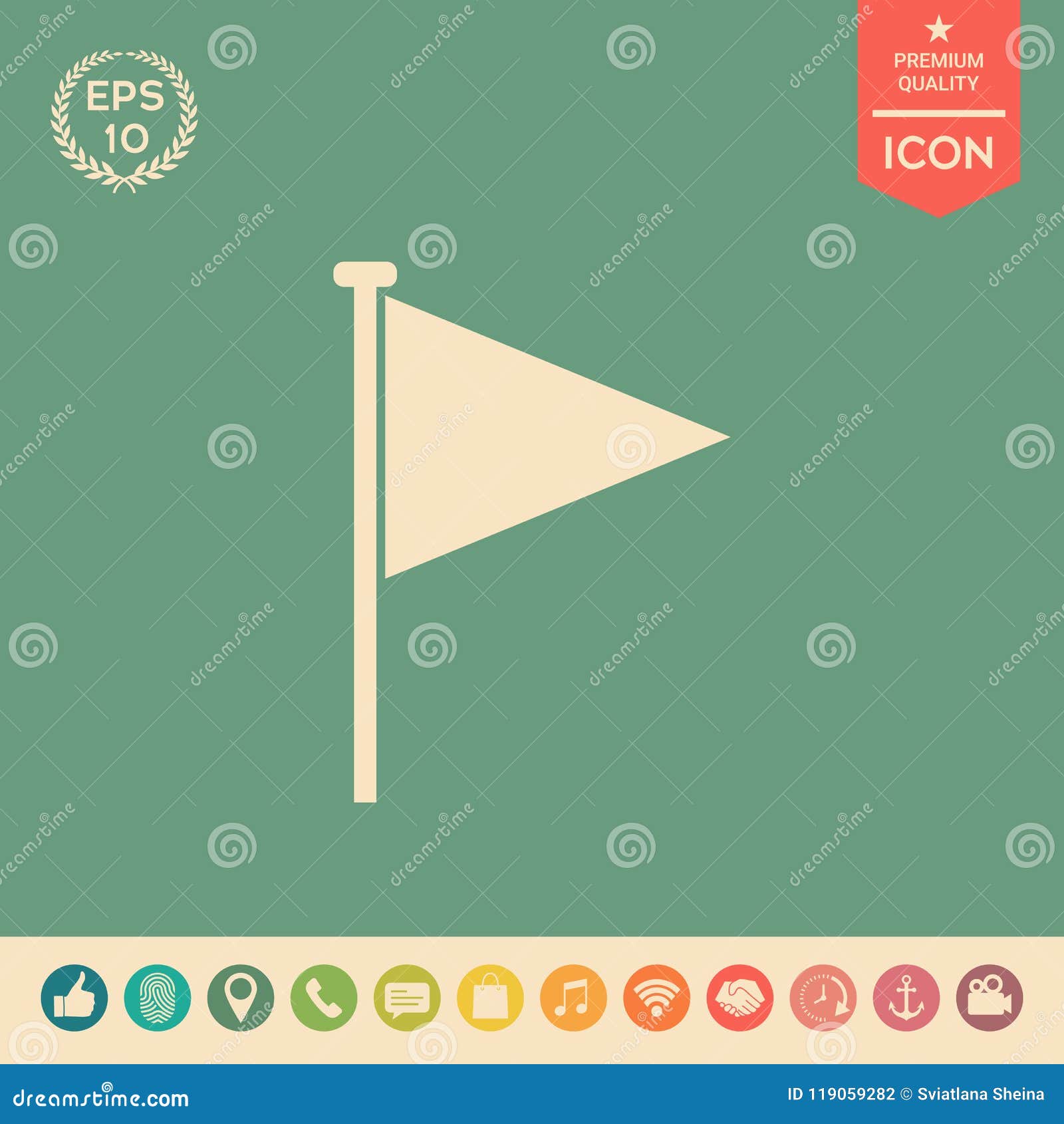 Triangle flag icon stock vector. Illustration of event - 119059282