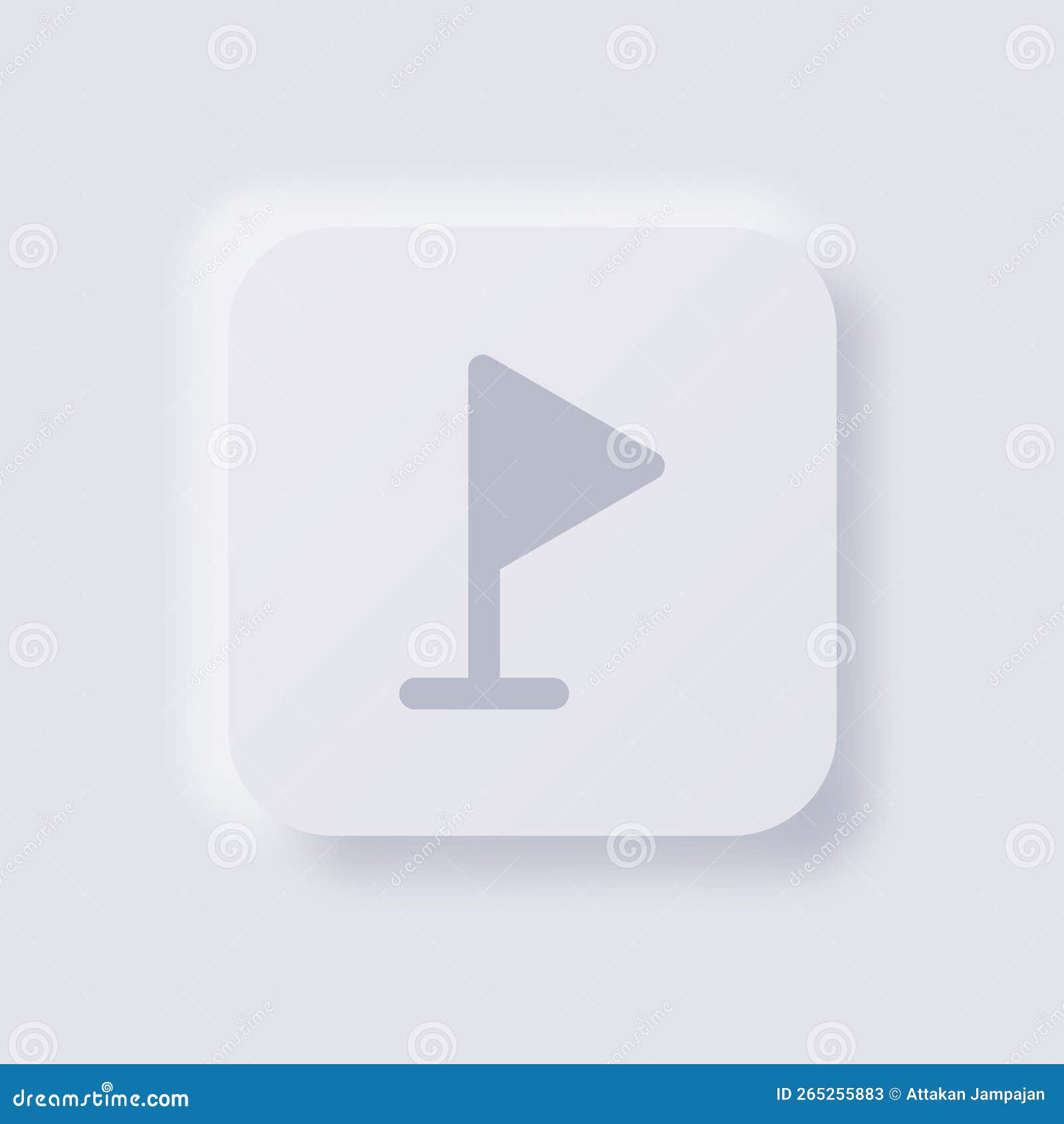 Triangle Flag Icon, White Neumorphism Soft UI Design for Web Design ...