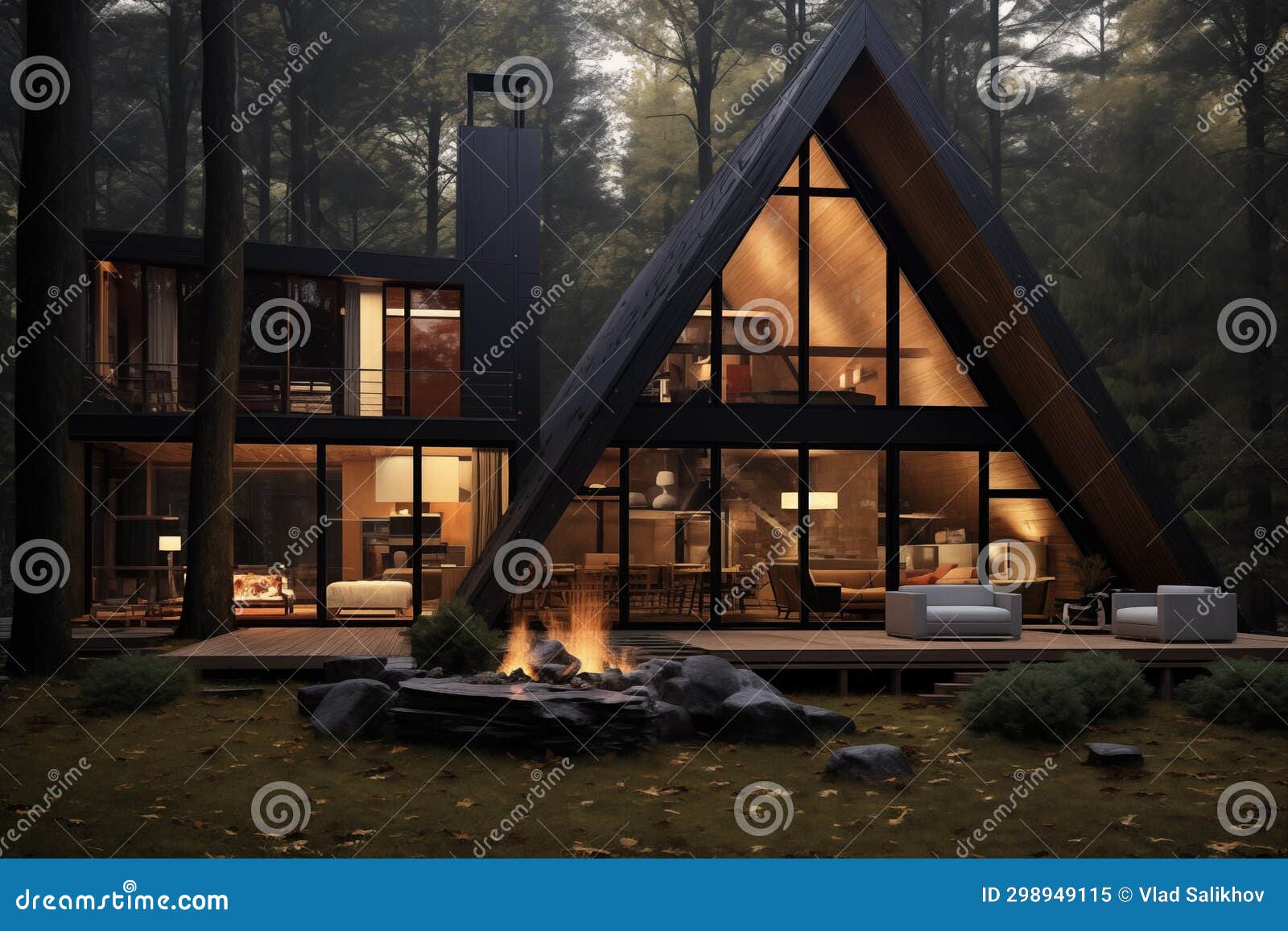 Triangle Frame House in the Style of a Barn House with Large Windows in ...