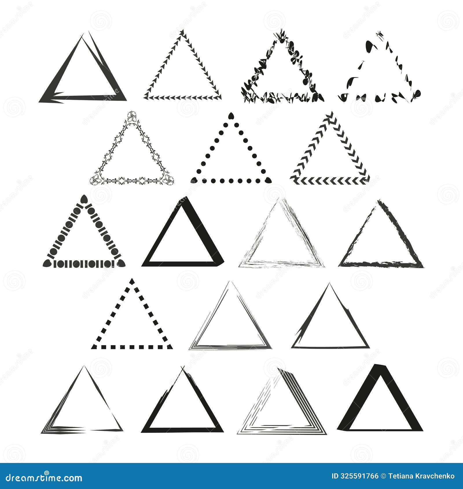 Triangle Frame Set. Various Border Styles. Black and White. Geometric ...