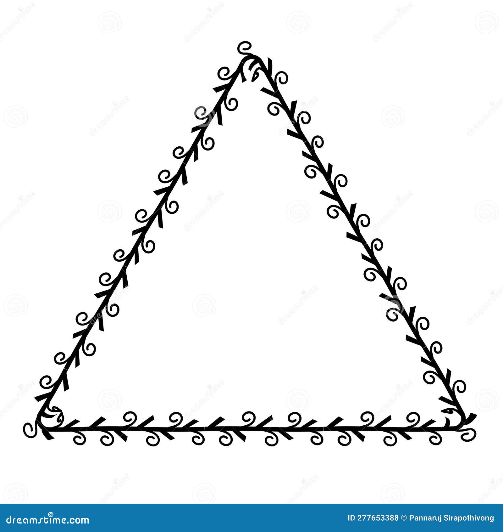 Triangle Frames Flower Wreath Spiral Leaf Floral Vector Decoration ...