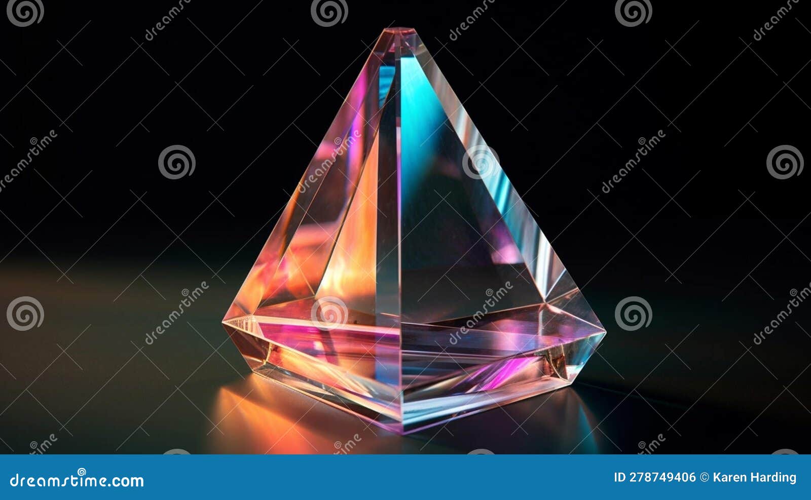 Triangle Glass Prism on Black Background Stock Illustration ...