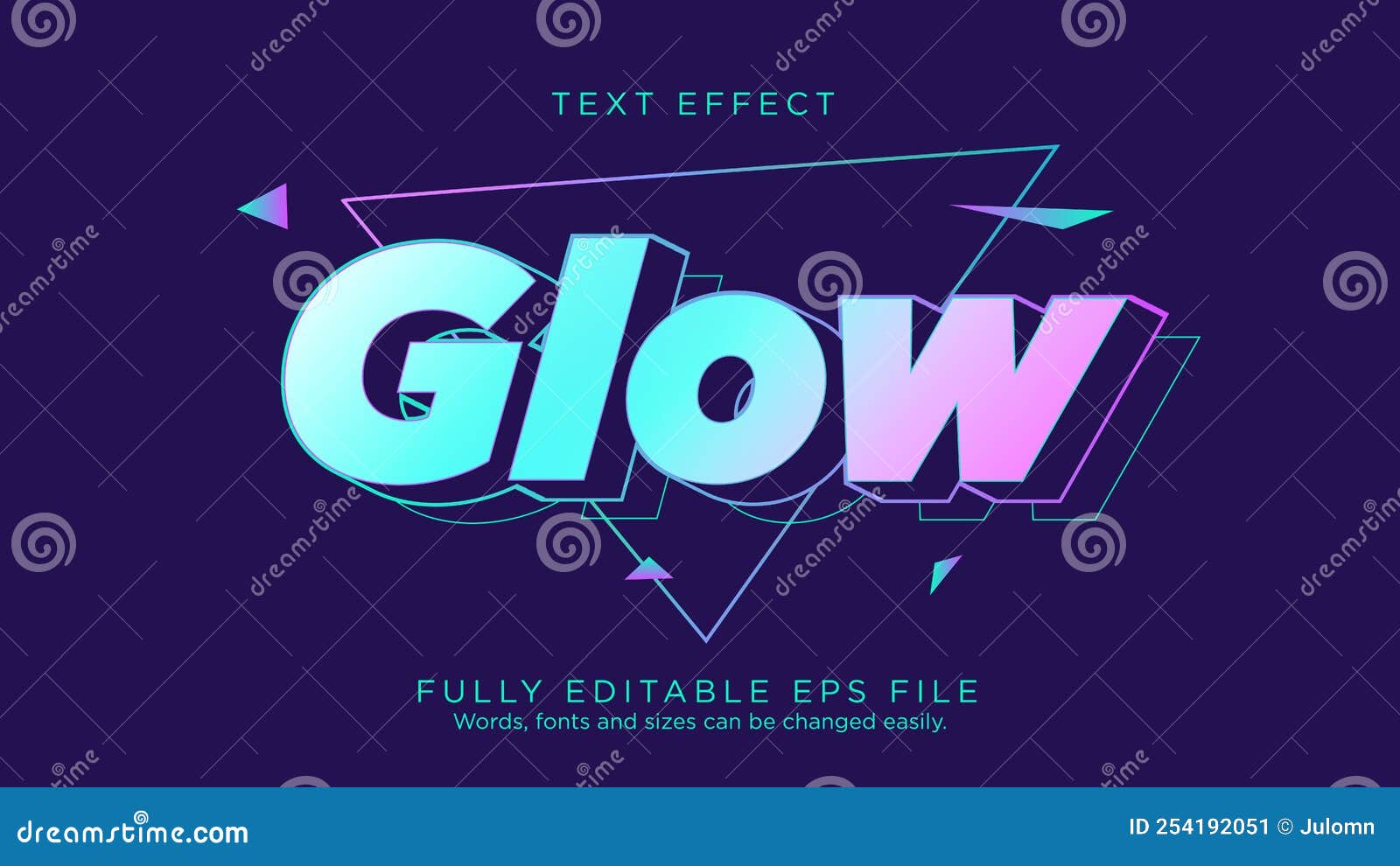Triangle Glow Text Effect Font Type Stock Illustration - Illustration ...