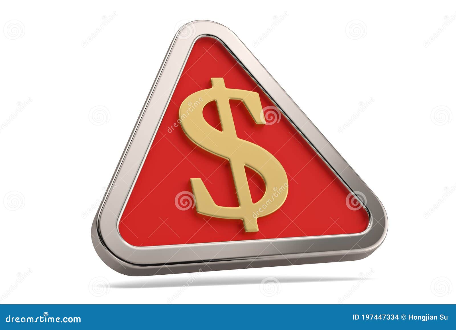 Triangle with Gold Currency Symbol Isolated on White Background, 3D ...