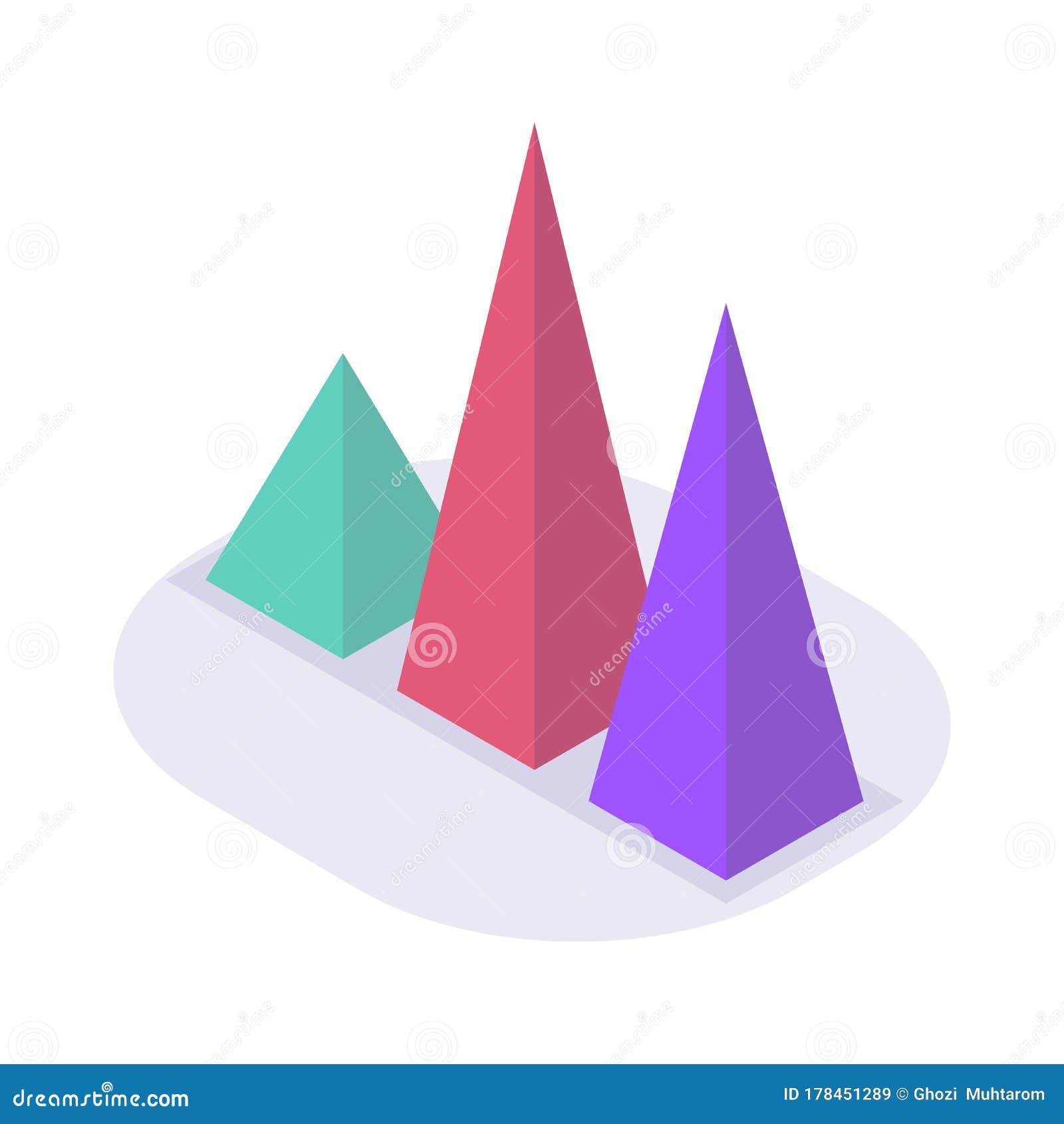 Triangle Graph Chart Isometric Icon with Modern Flat Style Color Stock ...