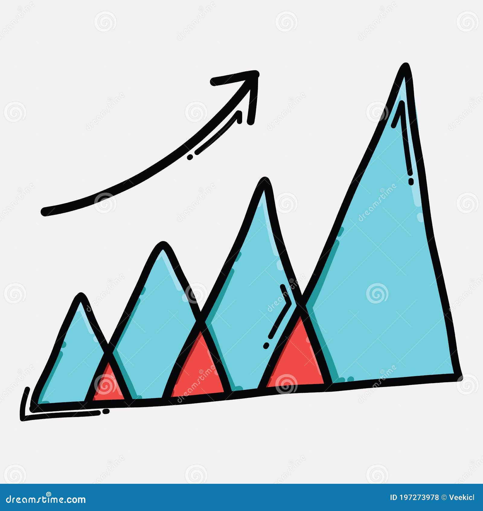 Triangle Graph Color Vector Icon. Drawing Sketch Illustration Hand ...