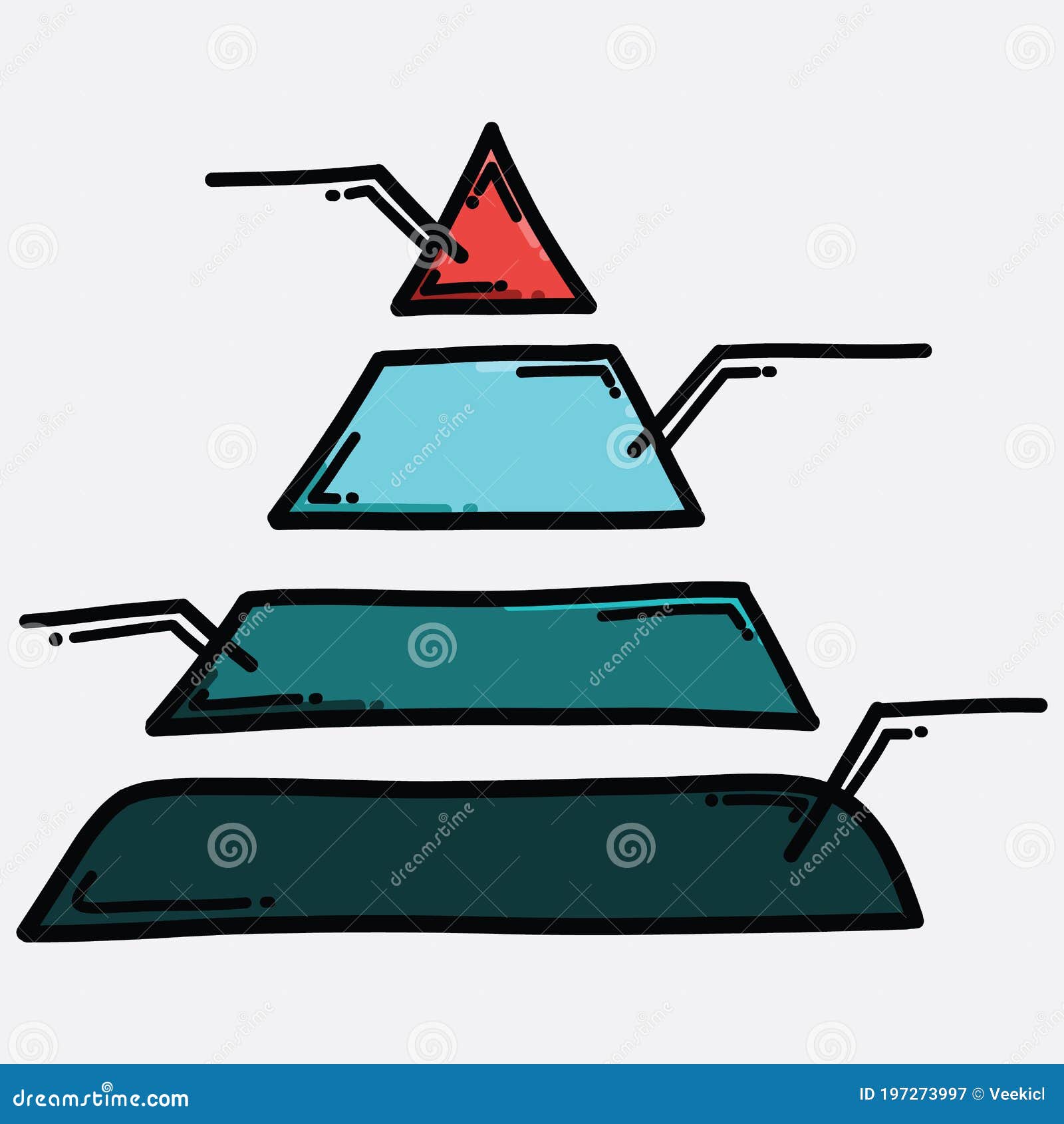 Triangle Graph Color Vector Icon. Drawing Sketch Illustration Hand ...