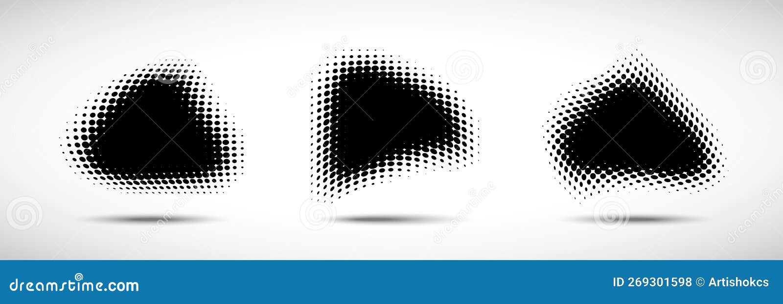 Triangle Halftone Frames. Grunge Set of Halftone Templates. Distort ...