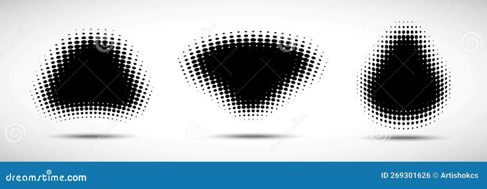 Triangle Halftone Frames. Grunge Set of Halftone Templates. Distort ...