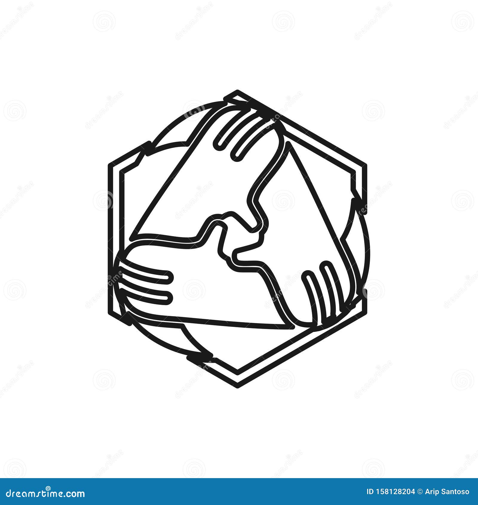 Triangle Hand Commitment Teamwork Together Outline Logo Vector Stock Vector - Illustration of ...