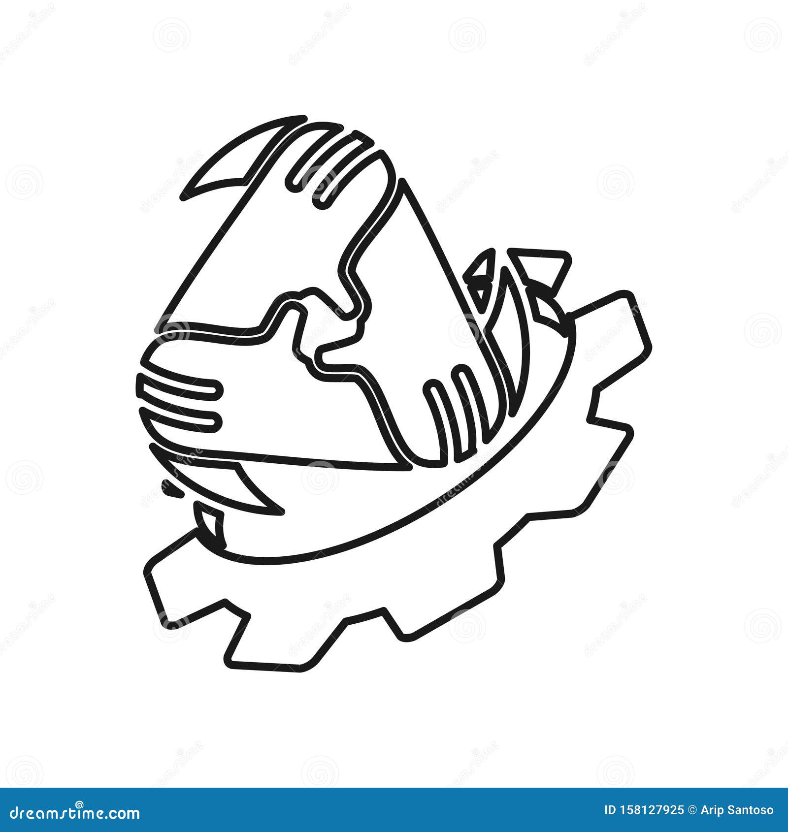 Triangle Hand Gear Commitment Teamwork Together Outline Logo Stock Vector - Illustration of ...