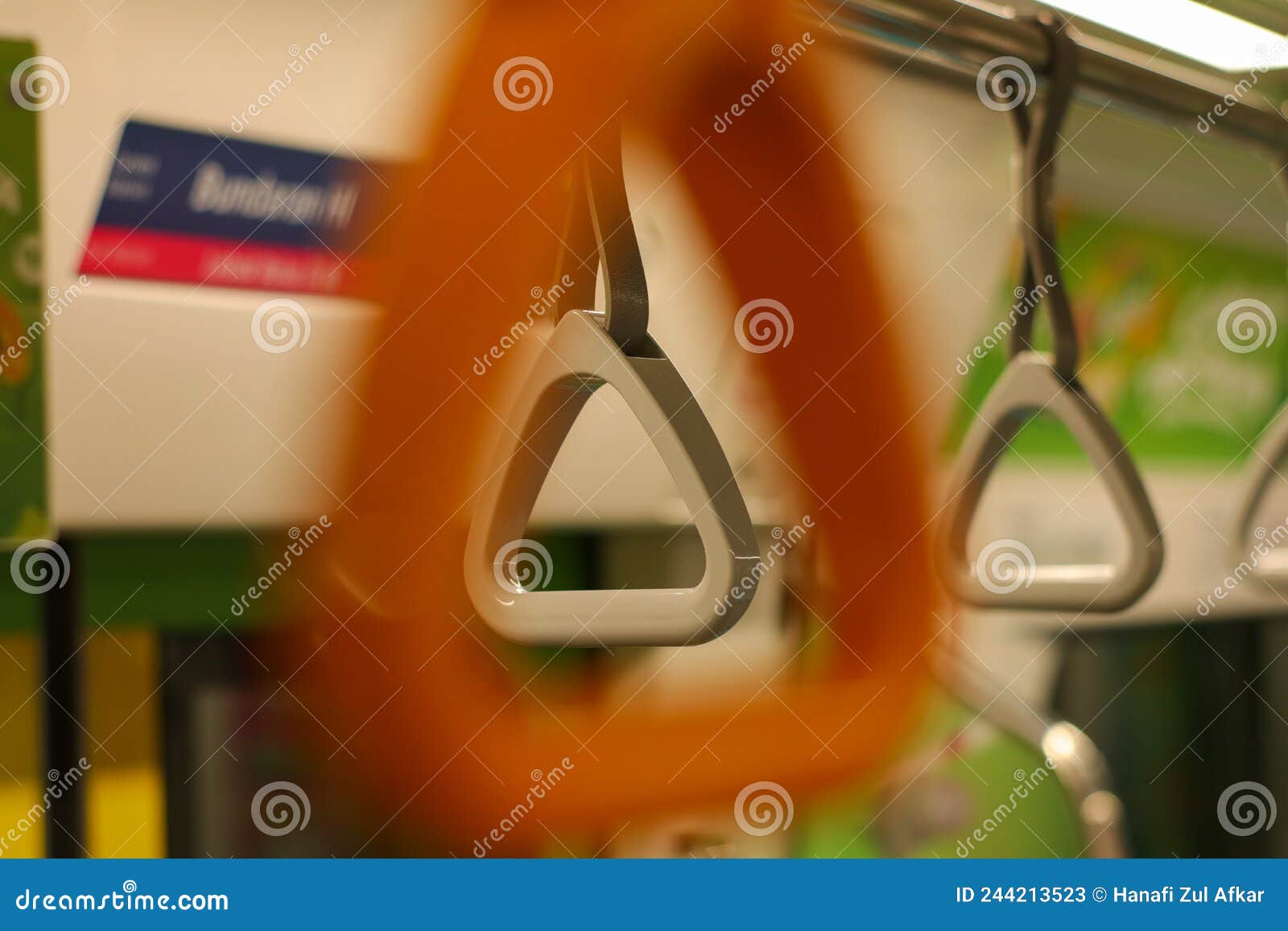 Triangle Hand Grip Installed Inside of Subway Train. Editorial Stock ...
