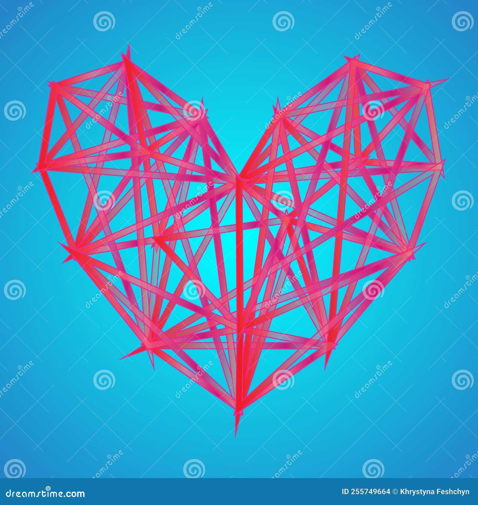 Triangle Heart Icon. Neon Polygon Trend Background Stock Vector ...