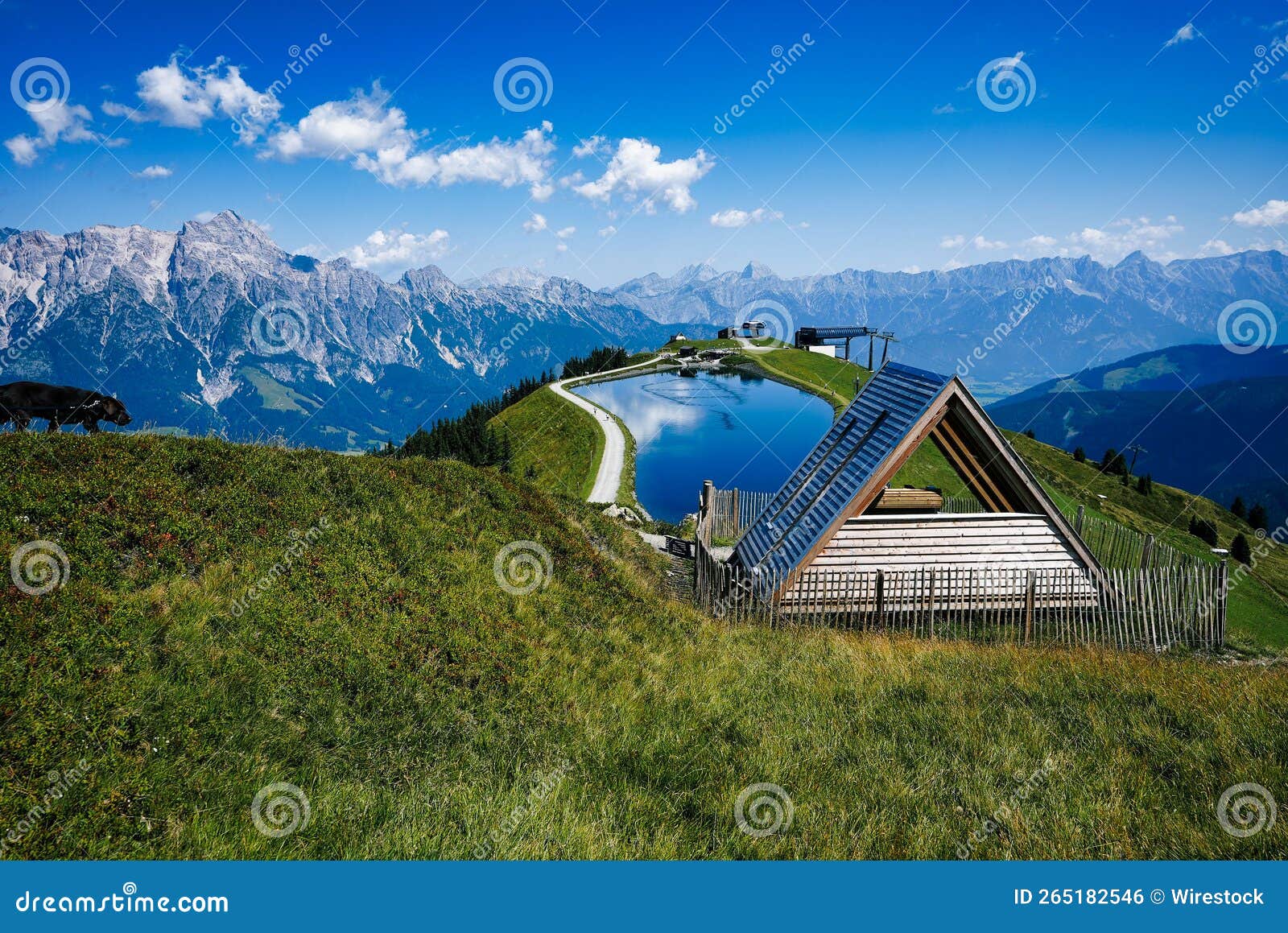 Triangle House in Mountains with a Pool Stock Photo - Image of house ...