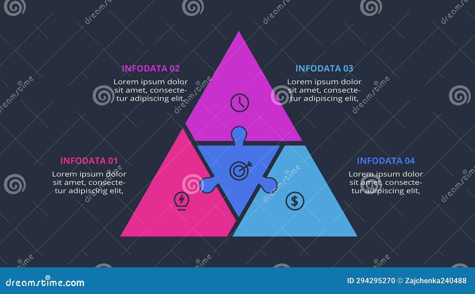 Triangle Infographic with 4 Elements, Presentations, Vector ...