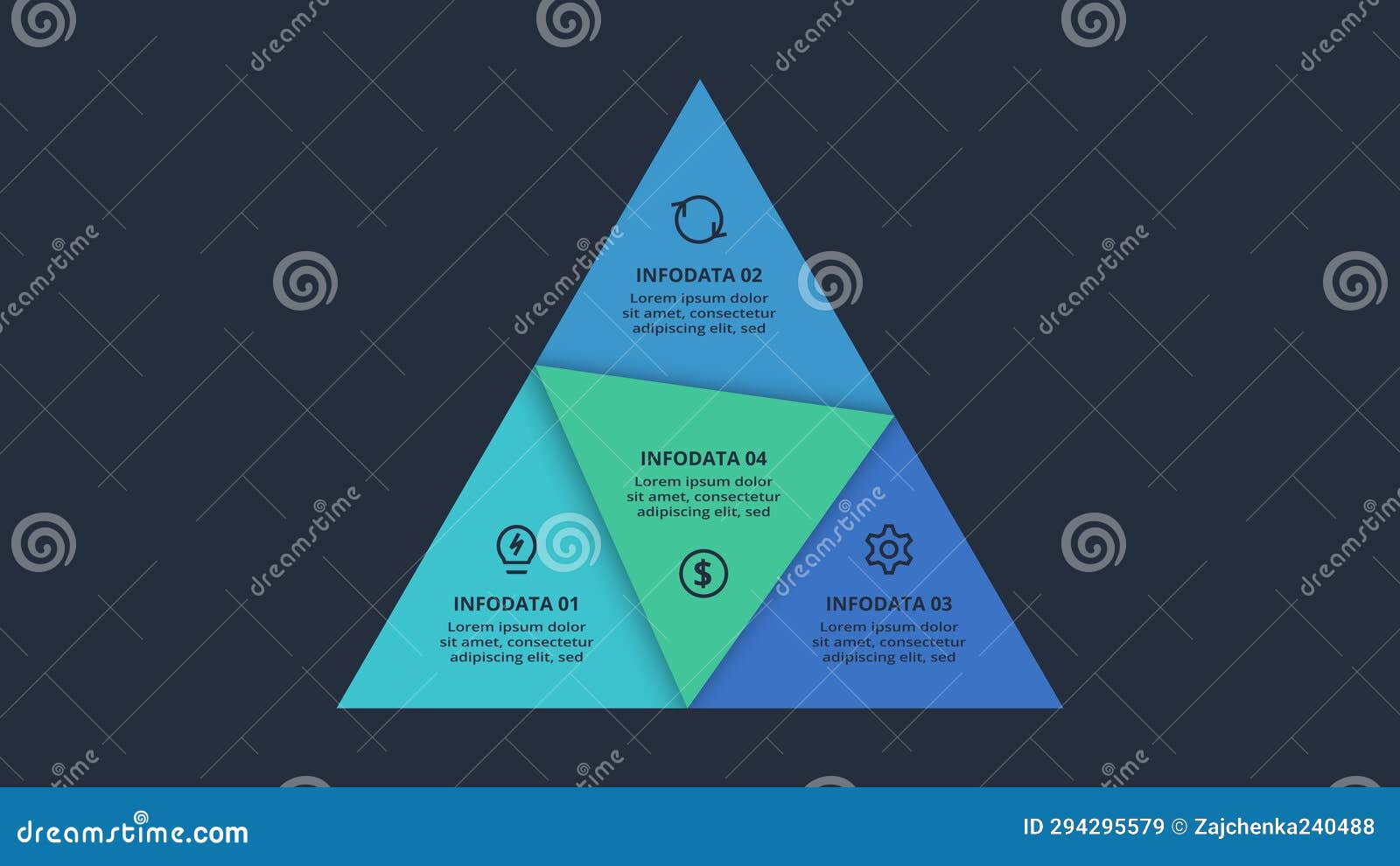 Triangle Infographic with 4 Elements, Presentations, Vector ...