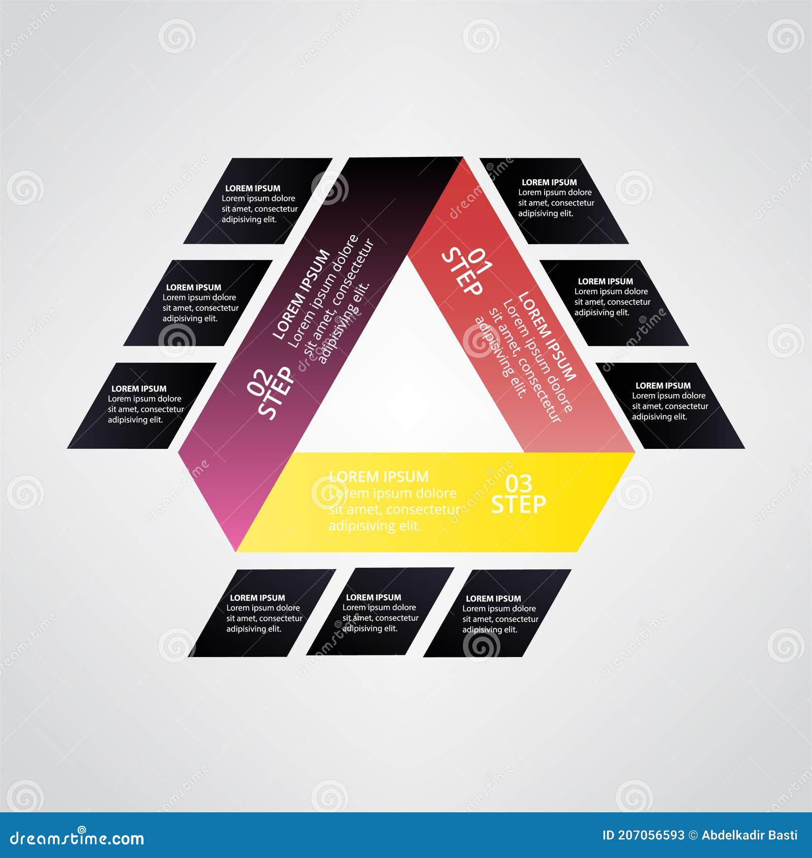 Triangle Infographic Steps Design with Three Options Stock Vector ...