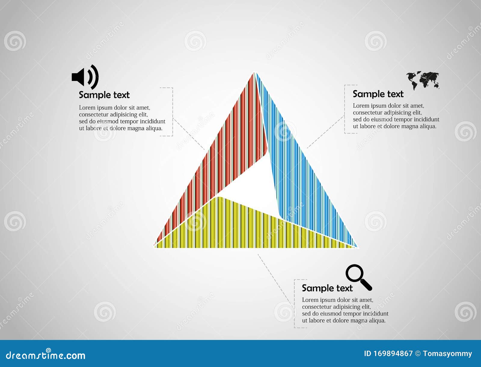 Triangle Infographic Template Consists of Three Sections Stock Vector ...