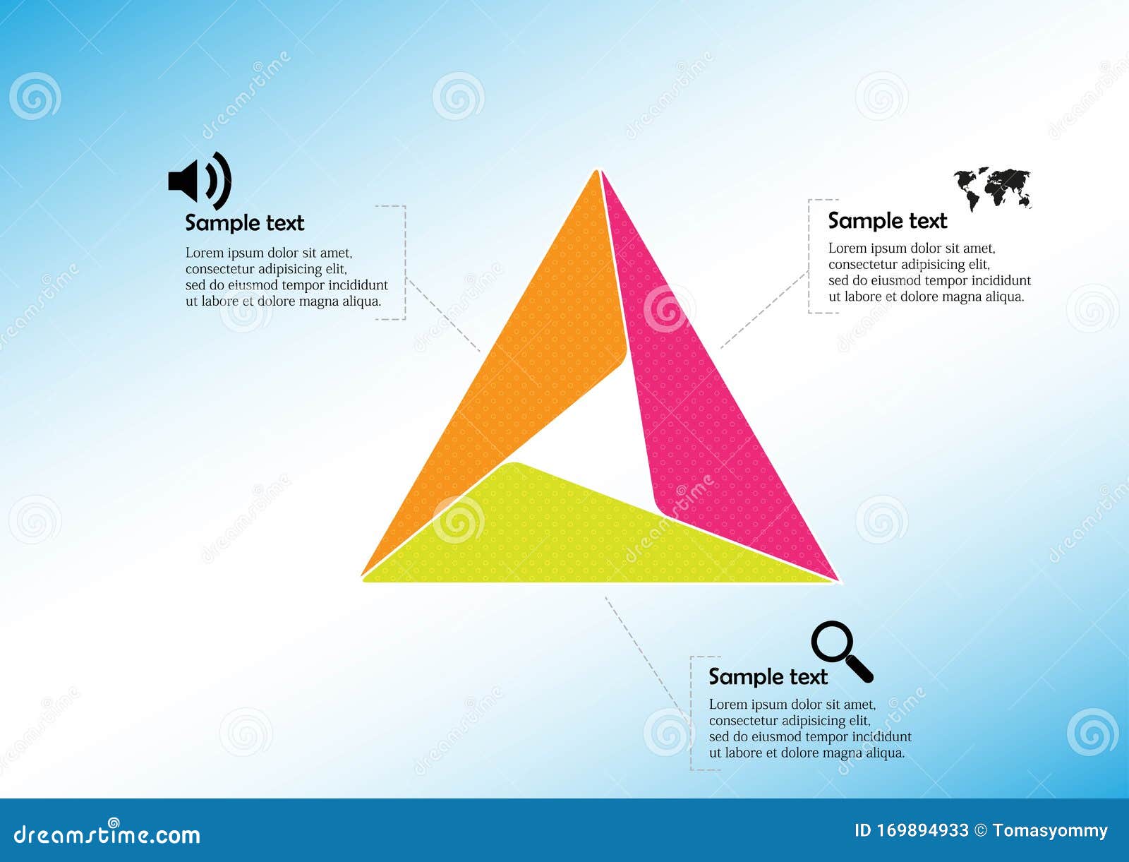 Triangle Infographic Template Consists of Three Sections Stock Vector ...