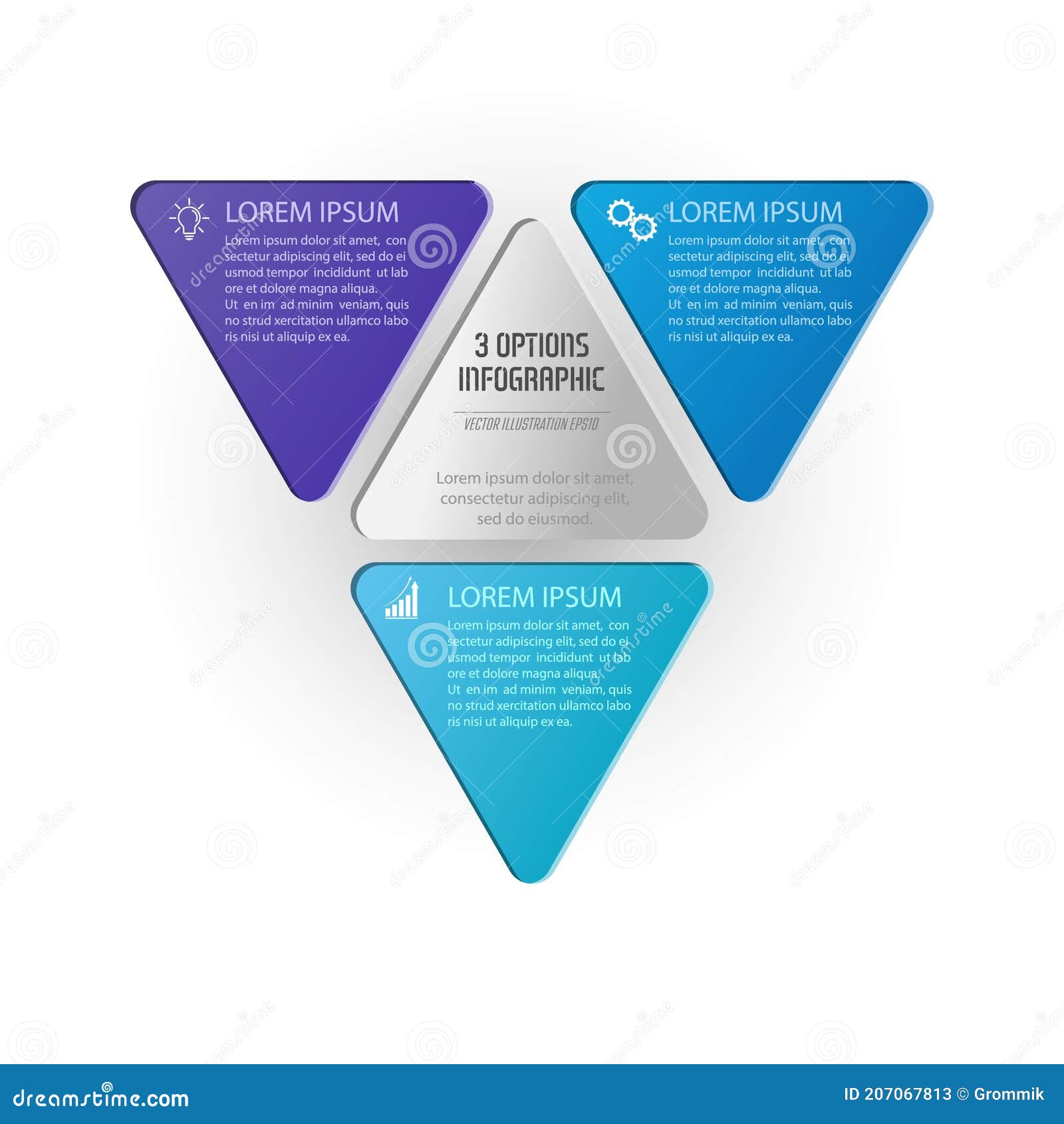 Triangle Infographics. the Triangle Diagram is Divided into 3 Parts ...